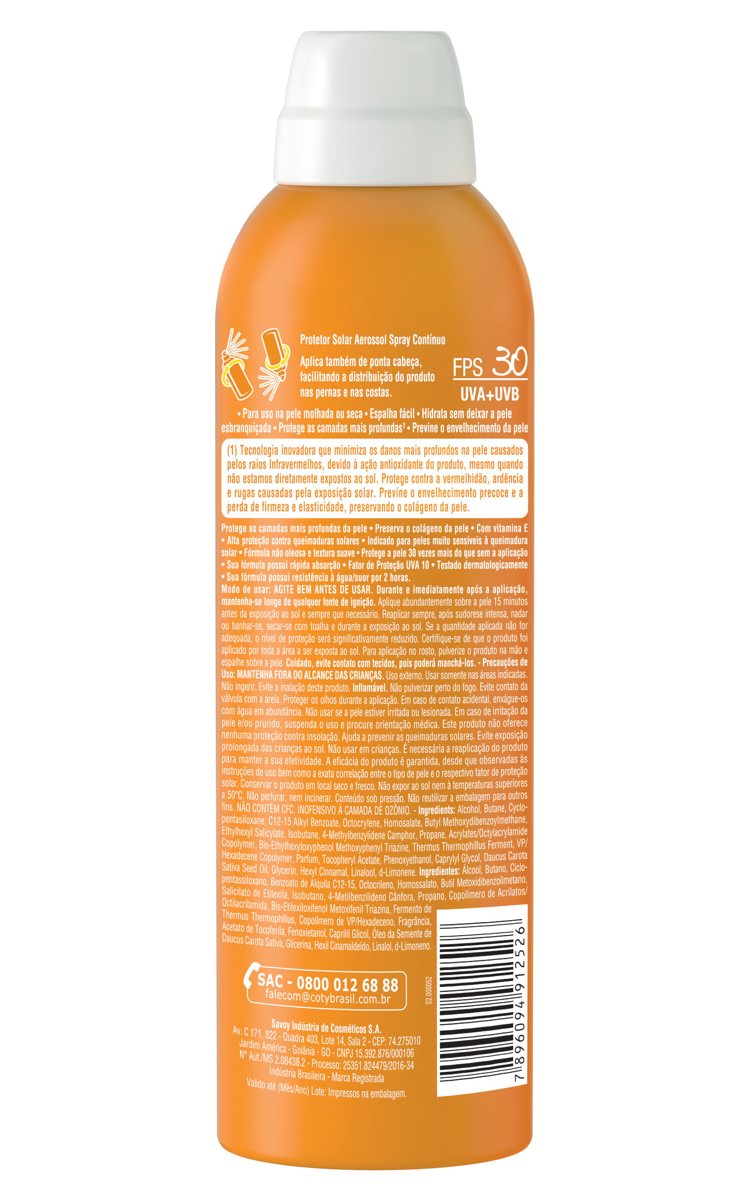 Protetor Solar Cenoura & Bronze FPS30 Aerosol 200ml