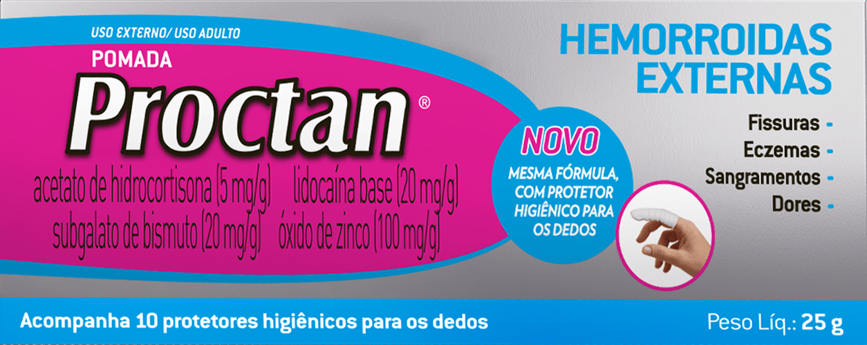 Proctan Pomada para Hemorróidas 25g com 10 Protetores Higiênicos para ...
