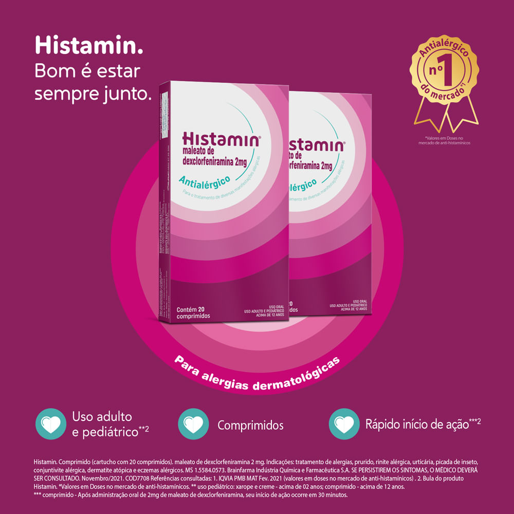 Histamin 2mg com 20 comprimidos