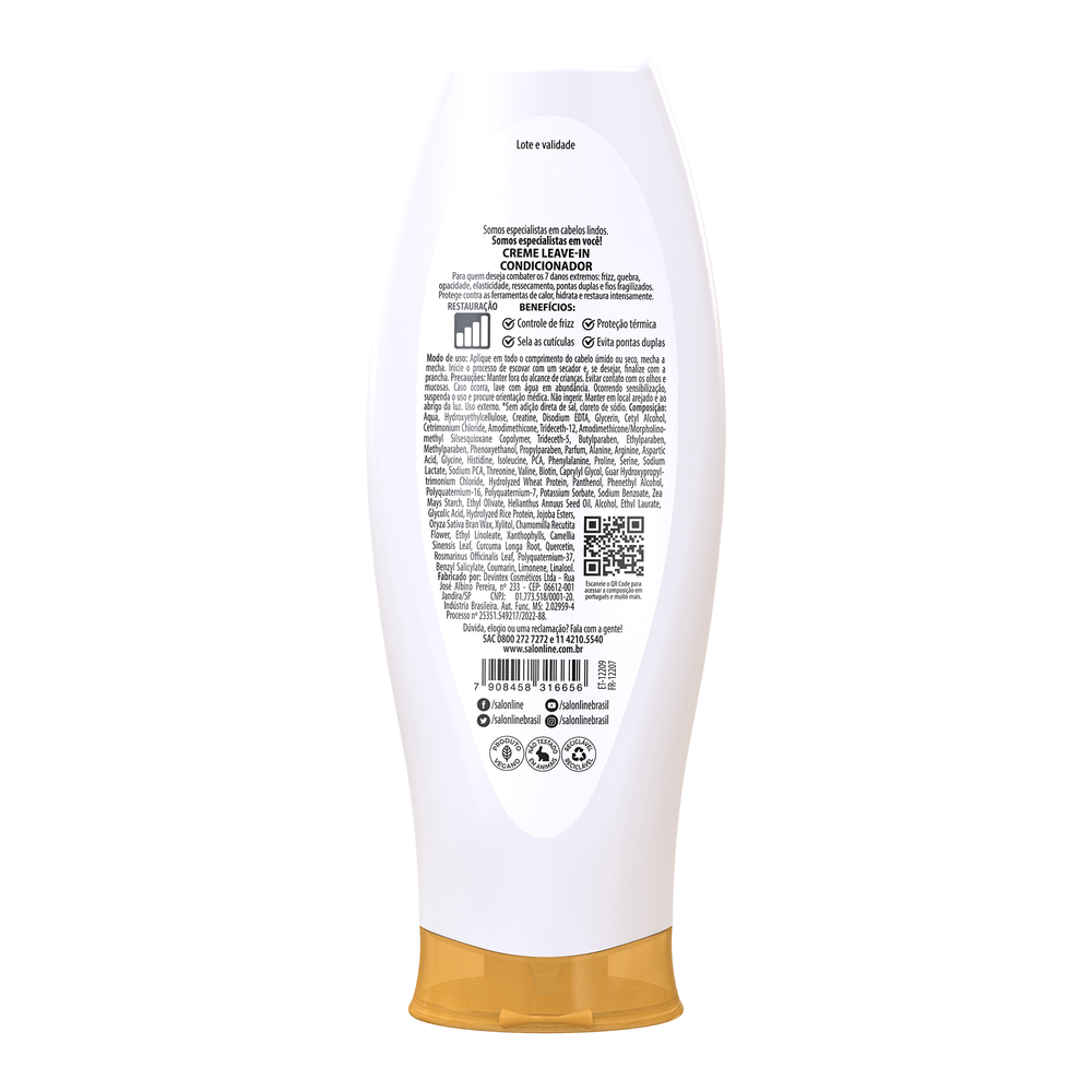 Creme Leave In Salon Line Meu Liso Restauração Intensa 200ml