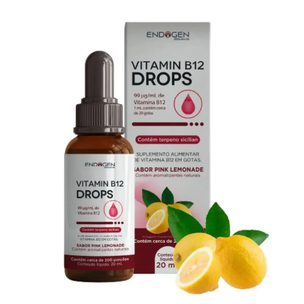 Suplemento Alimentar Endogen Vitamin B12 Drops Sabor Pink Lemonade 20ml