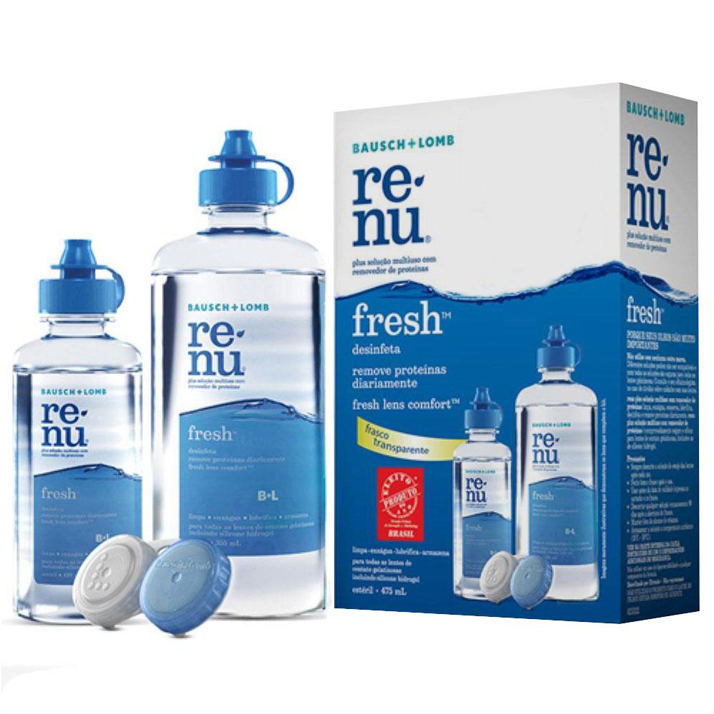 Kit Renu Fresh para Lentes Solução 355ml + Solução com 120ml + Estojo ...